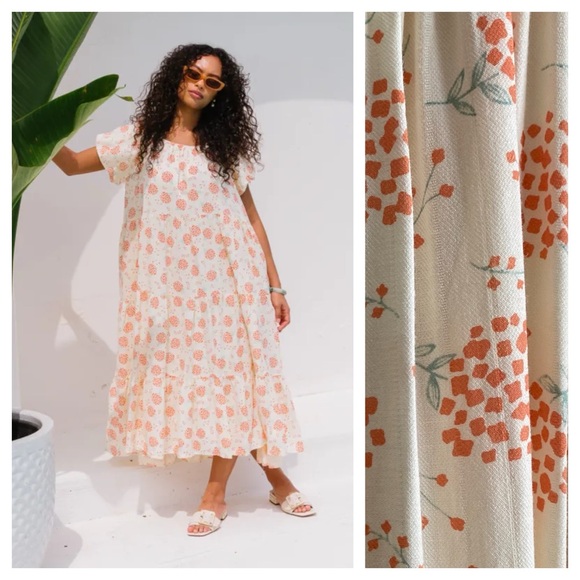 Ivy City Co | Dresses | Ivy City Co Cream Orange Floral Print Harvey ...